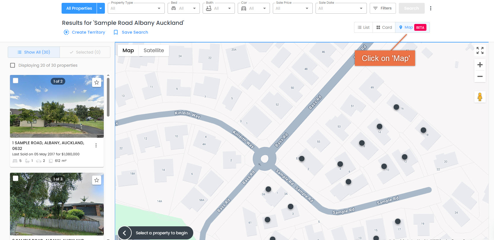 Searching for properties on a map – CoreLogic NZ